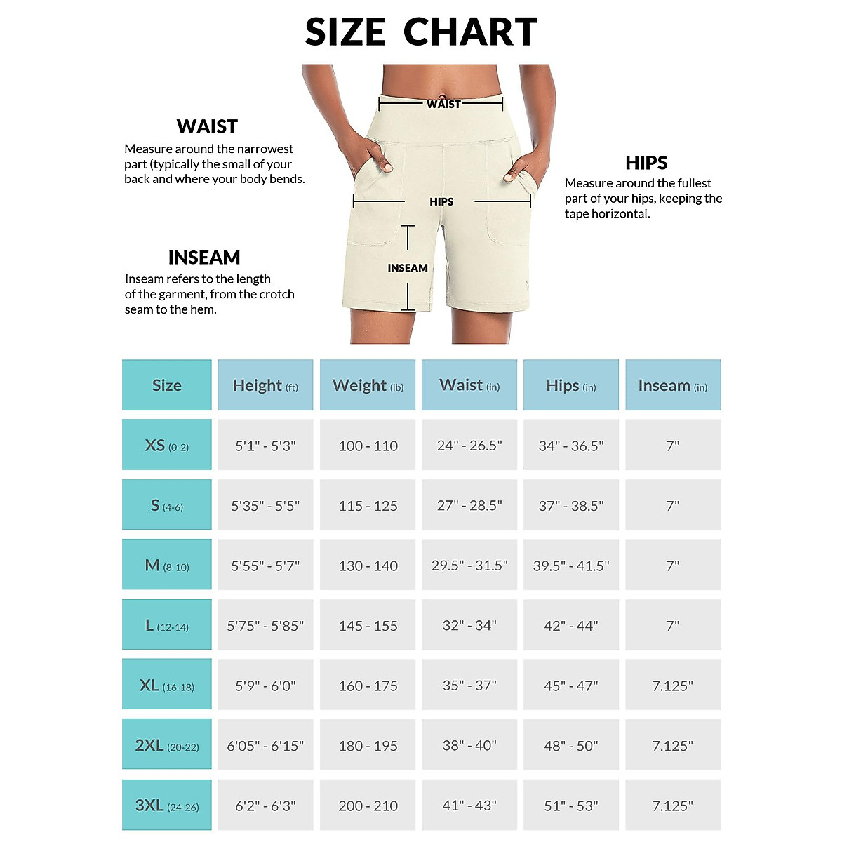 BALEAF Women's 7" Athletic Long Shorts High Waisted Running Bermuda Shorts with Pockets Khaki Medium