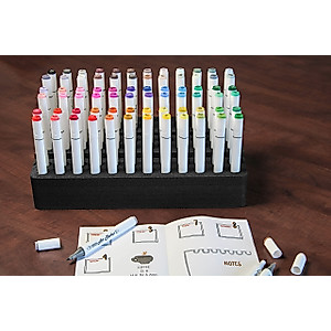 Polar Whale 2 Art Marker Tiered Organizer Stands Pen Pencil Brush Storage Design Storage Tray Supply Non-Scratch Non-Rattle Washable Durable Black Foam Holds 72