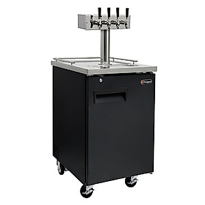 Kegco XCK-1B-4 Four Faucet Commercial Direct Draw Beer Dispenser Black Kegerator Keg Cooler