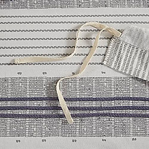 INK+IVY Cody Cotton Duvet Set - Geometric Modern Design with Fringe Tassel Trim and Pom Accent, All Season, Breathable Cover for Comforter Bedding, Shams, King/Cal King(104"x92") Gray/Navy 3 Piece