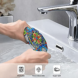 Mexican Talavera Ceramic Tile Pattern Ethnic Folk Premium Extra Soft Bath Hand Towels Washcloth for Home/Beach/Yoga 27.5 X 16 Inches