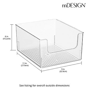 mDesign Modern Plastic Open Front Dip Storage Organizer Bin Basket for Bathroom Organization - Vanity Shelf, Cubby, Cabinet, and Closet Organizing Decor - Ligne Collection - 4 Pack - Clear