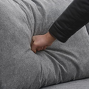 Evedy 91'' L-Shaped Couch for Home Use Fabric,3 Pillows Included, Grey Big Sectional Sofa