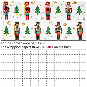 MIMUTI Christmas Wrapping Paper - Wrapping Paper Mini Roll - 17in X 33ft - Nutcracker/Tree/Stars Printed on Paper for Chrsitmas, Holiday, Party Celebration