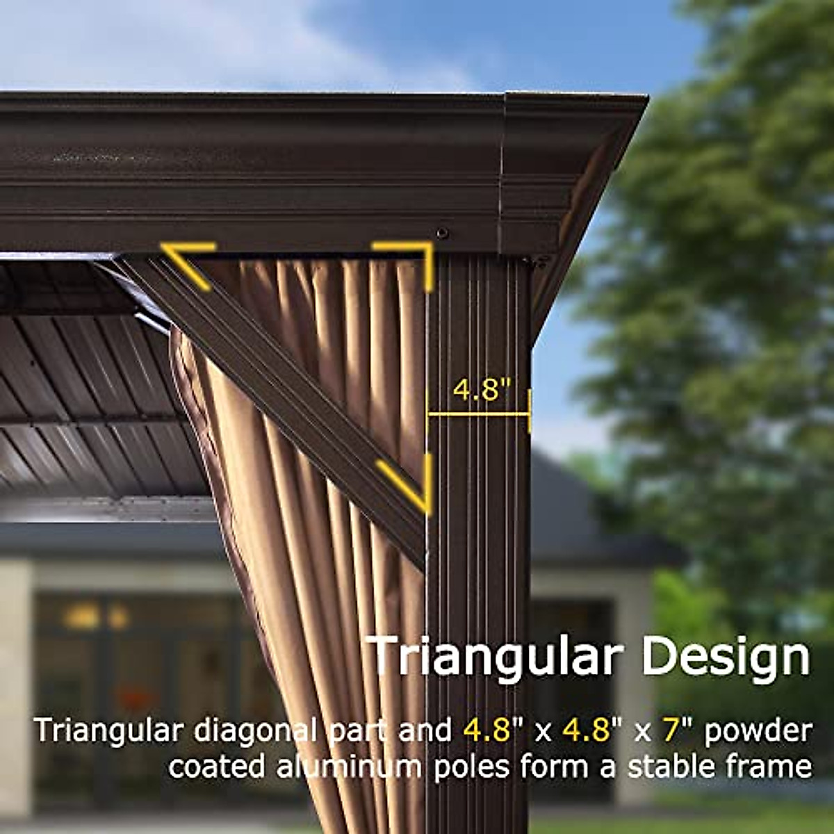 PURPLE LEAF 12' X 14' Outdoor Hardtop Gazebo Permanent Outside Heavy Duty Sun Shade Deck Canopy for Patio All Weather Aluminum Metal Roof Backyard Pavilion with Netting and Curtains