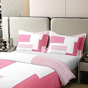 jejeloiu Kids Abstract Duvet Cover Set 100% Cotton King Size,Geometric Bedding Set Boys Girls Checkered Cotton Duvet Cover 3Pcs Colorful Geometry Teens Comforter Cover Cotton Duvet Cover 3Pcs