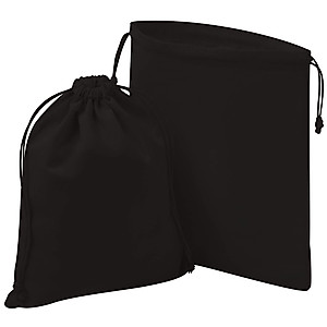 DR Black Cotton Drawstring Bags for Storage, Wardrobe, Travel and Household Organization (8 x 10 inch - 12 pack)