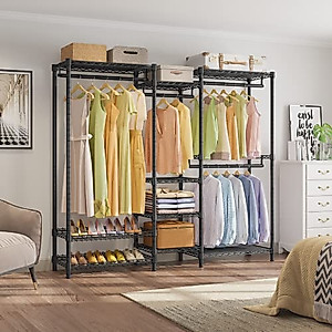 VIPEK V8i Basic Wire Garment Rack Heavy Duty Clothes Rack with Adjustable Shelves & Shoes Racks, Freestanding Wardrobe Closet for Bedroom, Metal Clothing Rack for Hanging Clothes, Black