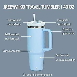 JERRYMIKO 40 oz Tumbler With Handle and Straw Lid,Simpl Moder Double Wall Vacuum Sealed Stainless Steel Insulated Tumblers,Travel Mug for Hot and Cold Beverages,Thermos Travel Coffee Mug(SpringCitron)