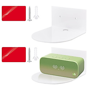 FINGERINSPIRE 2 Sets 5 Inch Mini White Acrylic Floating Shelves Small Floating Shelf with Stickers and Screw Wall Shelves Display Ledges Wall Mounted Hanging Display Shelves for Storage Decoration