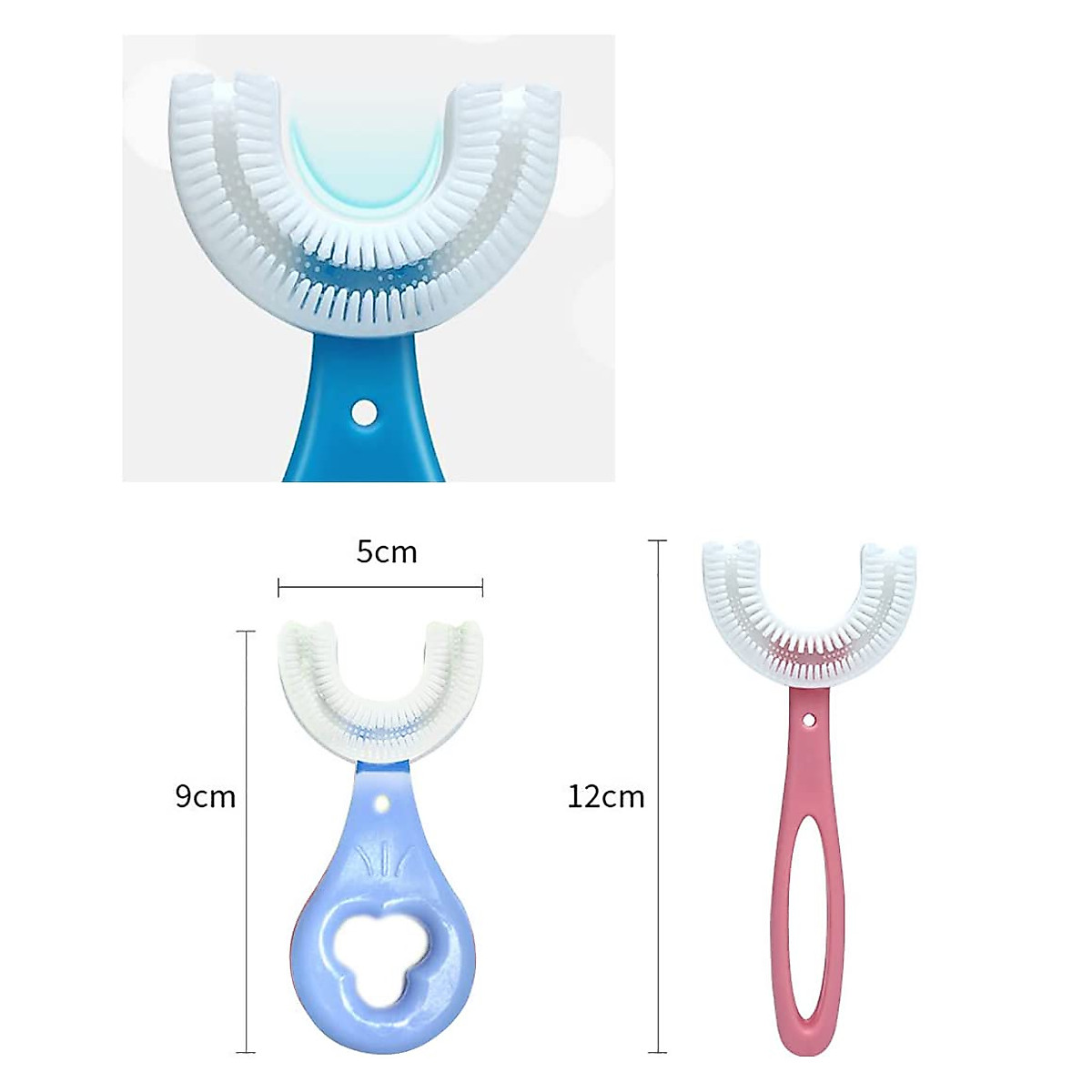 CUKEYOUZ Kids U-Shaped Toothbrush,Food Grade Soft Silicone Brush Head, Manual Tooth Brush 360° Oral Teeth Cleaning Design for Toddlers and Children (Ages 6-12)