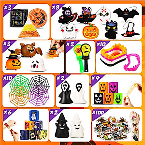 Zunaco 300PCS Halloween Party Favors for Kids, Trick or Treat Gifts Goodie Bag Fillers, Halloween Bulk Fidget Toys Party Supplies for School Classroom Carnival Prizes Treasure Box