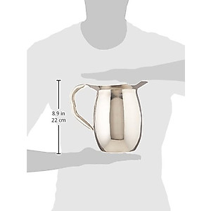 Winco WPB-2C Deluxe Bell Pitcher with Ice Catcher, 2-Quart, Stainless Steel