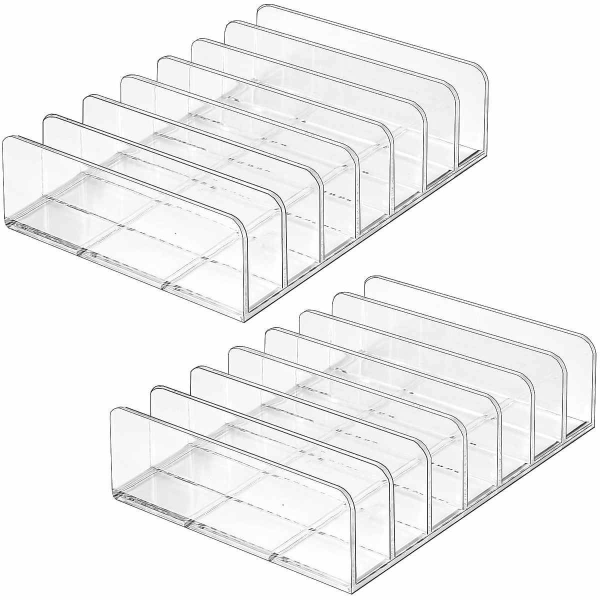 Lolalet [2 Pack] Clear Acrylic Makeup Palettes Organizer, Divided Sections Stand Rack For Eyeshadows Contours Bronzers Blush Face Powder, Cosmetics Display Storage Holder – 14 Slots