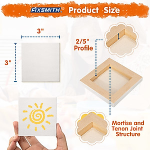 FIXSMITH 8x10 Inch Painting Canvas Panels, Super Value 12 Pack Canvases & Mini Stretched Canvas 3 x 3 Inch 24 Pack, 100% Cotton Art Primed Blank Canvas for Kids, Home Decor Project