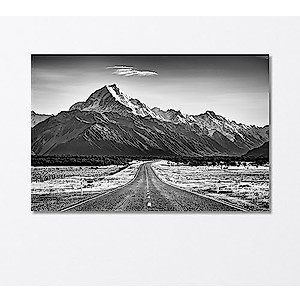 Road Leading Towards a Large Snow Capped Mountain Canvas Print 3 Panels / 36x24 inches