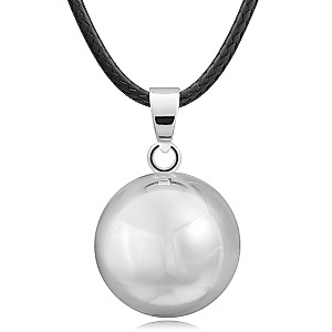 EUDORA Harmony Ball Necklace Chime Pendant Silver White Pregnancy Musical Bola Necklace, 45"+30"