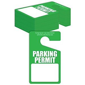 Better Office Products Green Parking Permit Hang Tags, 50 Pack, Poly Plastic Parking Placards, Temporary Parking Passes, Bulk Pack, 3" x 5" Placards for Rearview Mirror, Thick Gauge (0.2"/0.5 mm),