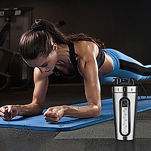 Jeedoo Protein Shaker Bottle, 28oz Shaker Bottles for Protein Mixes and Pre Workout, Visible Window, Stainless Steel Shaker Bottle Leak Proof (silver)