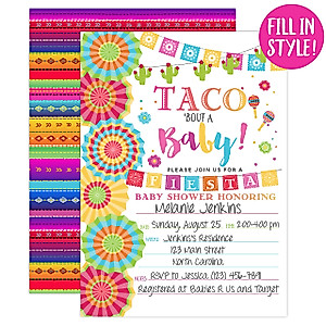 Your Main Event Prints Fiesta Baby Shower Invitation - Taco Baby Shower - Taco Bout A Baby Shower Invite - Fiesta Invitation - 20 Fill-in Invitations - Envelopes Not Included