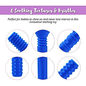 2 Pack Sensory Chew Hollow Teething Tubes, Y Style Teether Toys for Babies 3+ Months, Silicone Teether Tubes for Autistic Chewers, ADHD, Baby Nursing or Special Needs (Blue, Green)