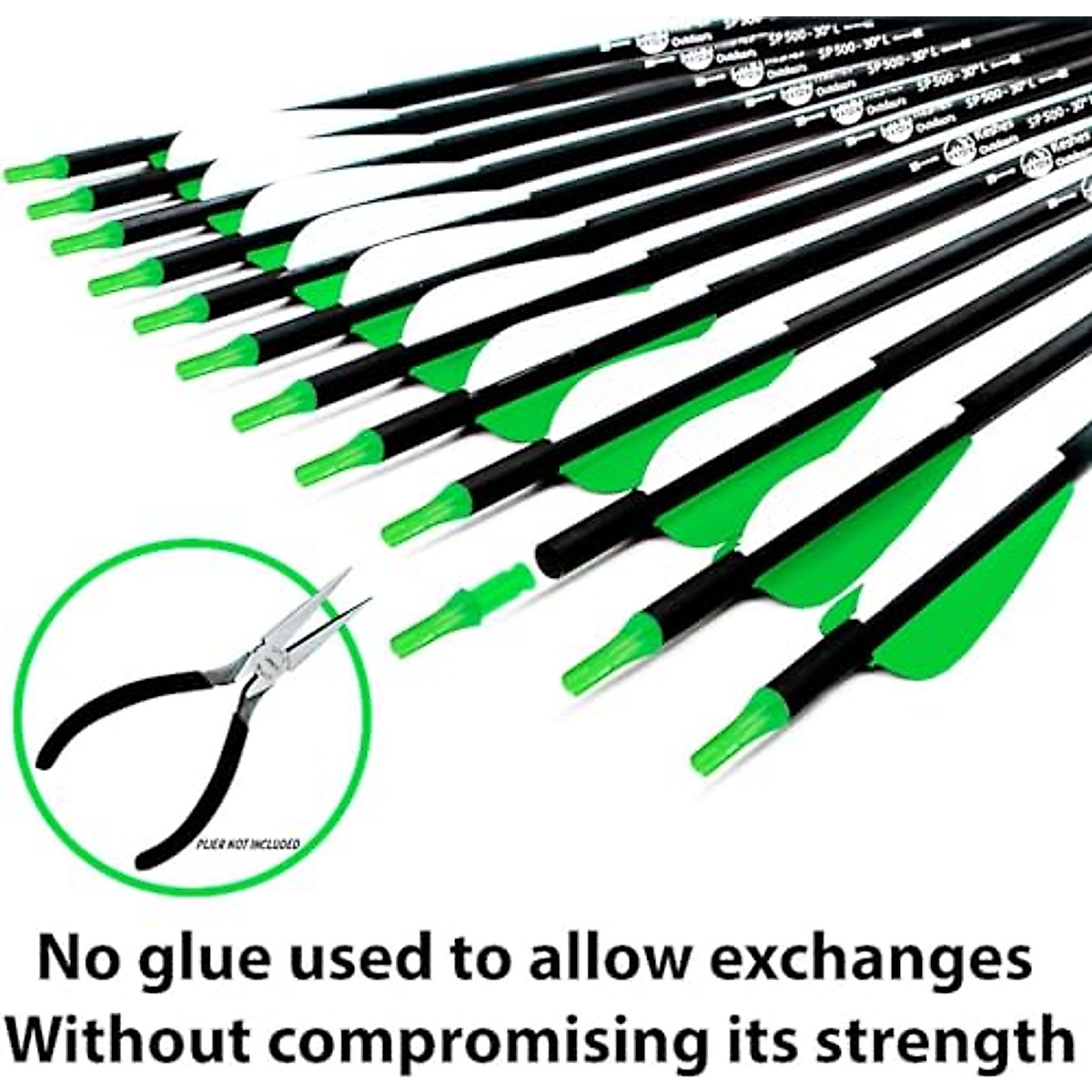 KESHES Archery Carbon Arrows for Compound & Recurve Bows - 30 inch Youth Kids and Adult Target Practice Bow Arrow - Removable Nock & Tips Points (12 Pack)