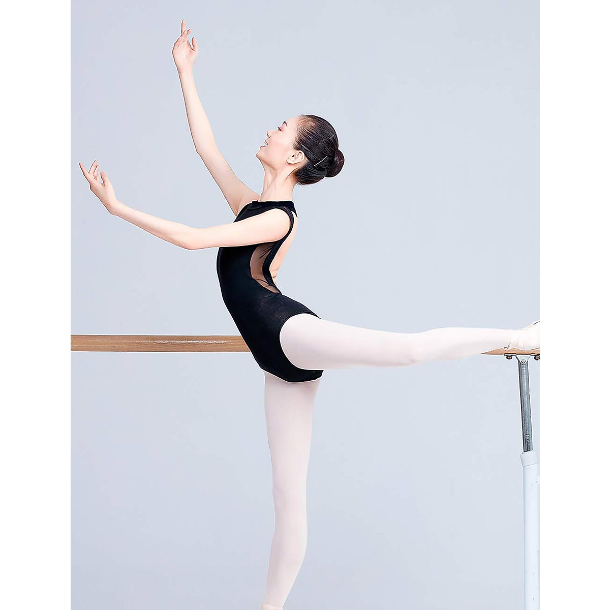 Daydance Sleeveless Black Women Dance Leotards High Neck Ballet Outfit with Open Back