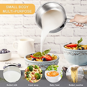 TPFAMELI 1 Quart Saucepan with Lids, Small Saucepan Stainless Steel Tri-Ply Layer Thickened Bottom Sauce Pan Sauce Pot,Dishwasher Safe & Oven Safe (1QT)