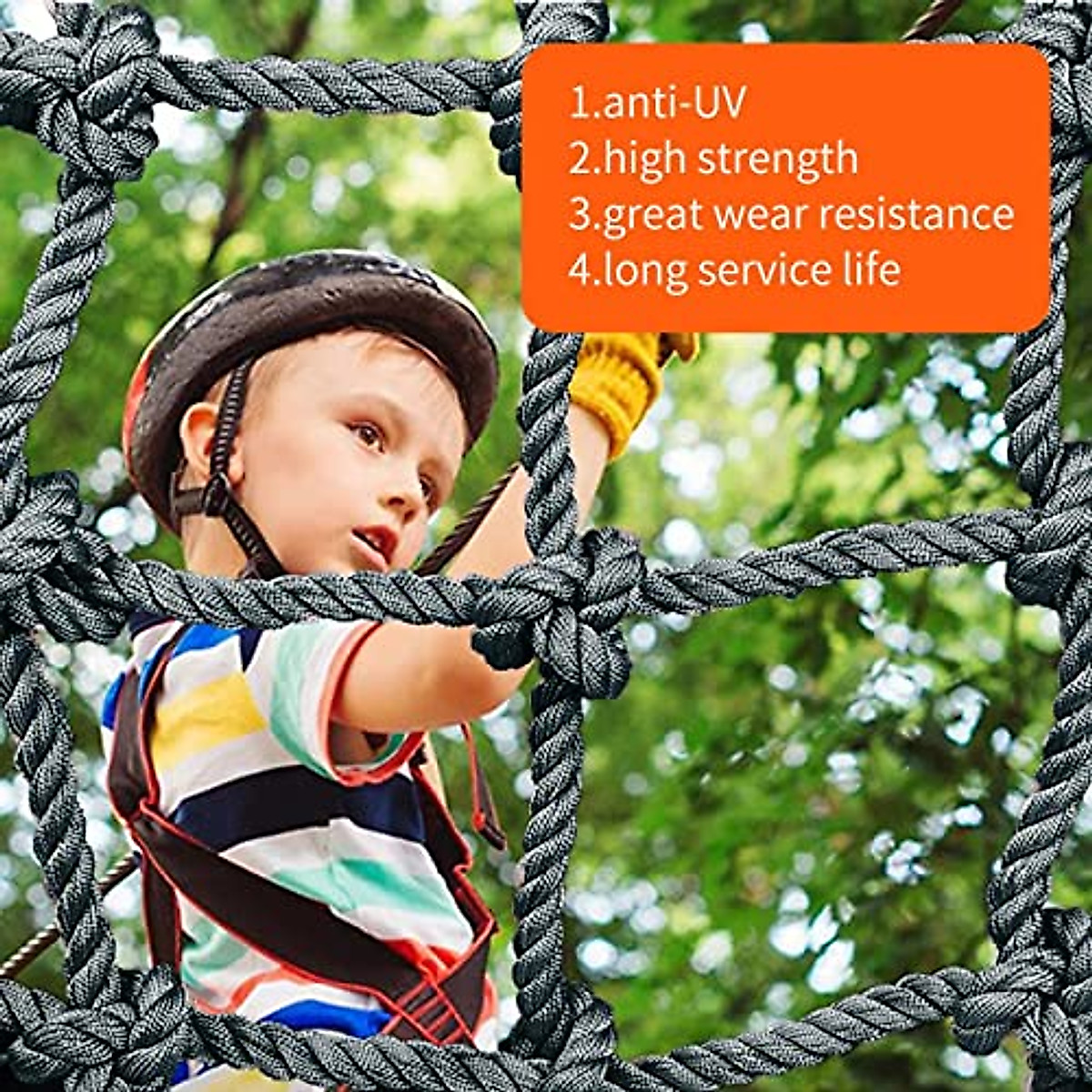3.3' X 6.6' Polyester Playground Net, Heavy Duty Large Military Climbing Cargo Net, Kids Safety Protection Net, Rope Ladder, Swingset, for Kids & Adult, Indoor & Outdoor, Treehouse, Jungle Gyms …