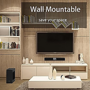Phasetech Soundbar with 2 Wireless Microphones 2.1CH Bluetooth Sound Bar with Subwoofer, Karaoke Machine with Vocal Elimination, Sound Modification, Ambient Special Sound for Home Theater Audio