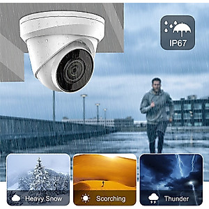 Anpviz 5MP Security IP Dome PoE Camera with Mic/Audio, 5.3MP (3072 * 1728) Turret Outdoor Camera, 98ft NightVision, 2.8mm Lens, IP67 Weatherproof, SD Recording (256GB), White (IPC-D353W-S)