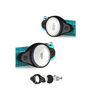 2 Pack Airtag Dog Collar Holder Case - Compatible with Aritag Air Tag Airtags Dog Holder Screw on Dog Collar Waterproof Case Shockproof Silicone Mount for Dog Tag Tracker for Medium Large Active Dogs