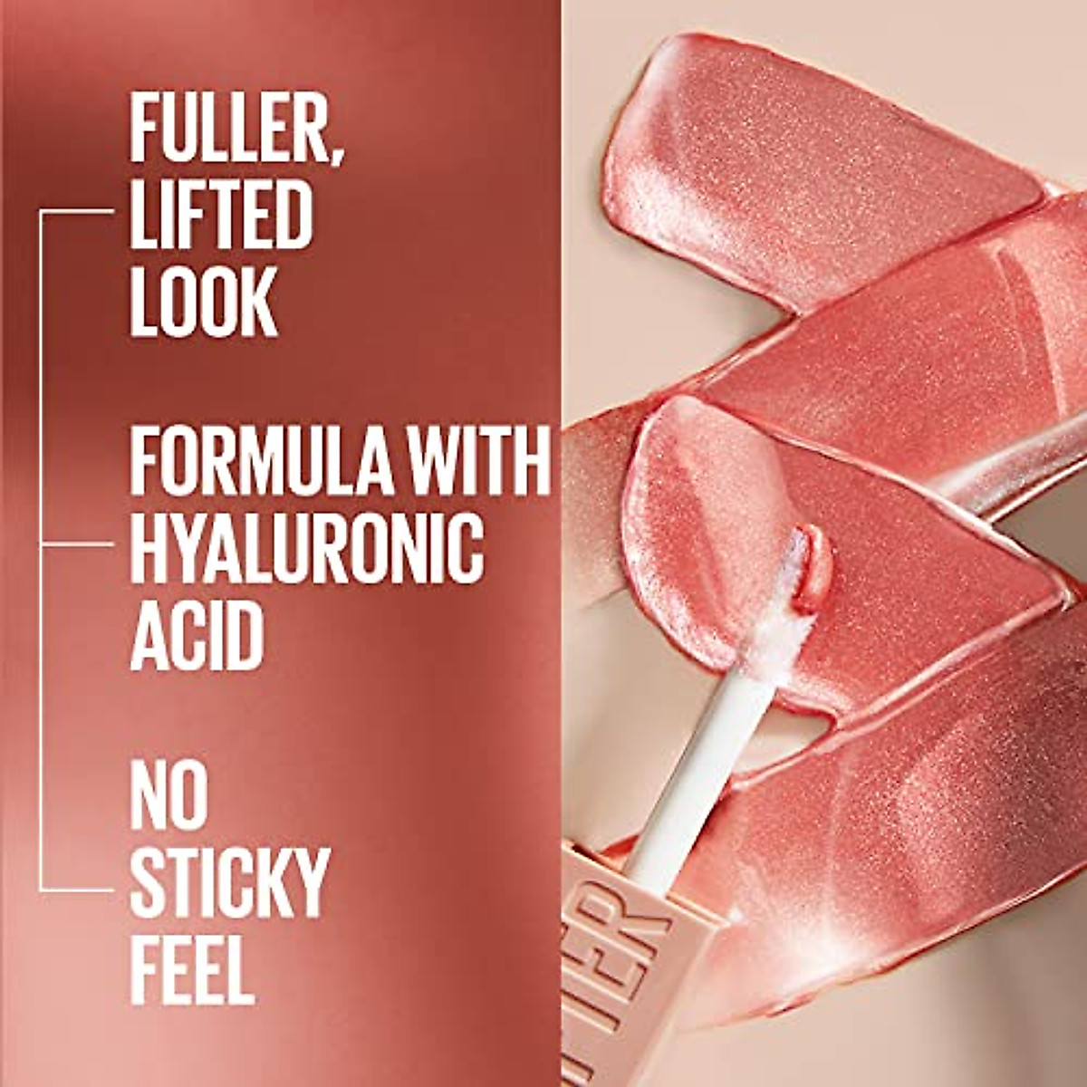 Maybelline Lifter Gloss, Hydrating Lip Gloss with Hyaluronic Acid, High Shine for Plumper Looking Lips, Moon, Nude Pink, 0.18 Ounce