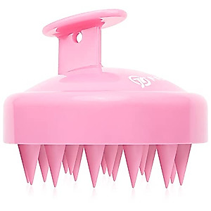 FREATECH Scalp Massager Shampoo Brush with Long & Flexible Silicone Bristles for Hair Care and Head Relaxation, Glide Through Hair Easily, Dandruff Removal and Itching Relief, Wet and Dry, Pink