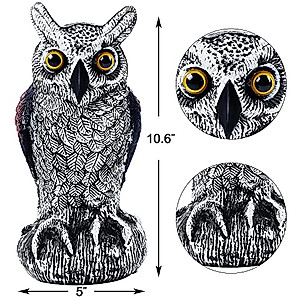 Glintoper 2 Pack Plastic Fake Owl Bird Scarecrow Horned Decoy, Bird Deterrents Scary Birds Away, Nature Enemy Pest Repellent for Outdoor Garden Yard Protectors
