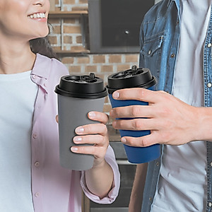 LITOPAK 100 Pack 16 oz Paper Coffee Cups, Disposable Coffee Cups with Lids, Drinking Cups for Coffee, Water, Juice, or Tea. Hot Paper Coffee Cups for Home, Restaurant, Store and Cafe.