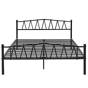 VECELO Full Metal Platform Bed Frame with M Shape Headboard/Footboard/Mattress Foundation/Under Bed Storage/No Box Spring Needed