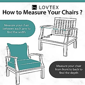 LOVTEX Outdoor Deep Seat Cushion Set, Water Resistant Outdoor Chair Cushions 24 x 24, Patio Chair Cushions for Outdoor Furniture (Deep Seat & Back Cushion), Teal