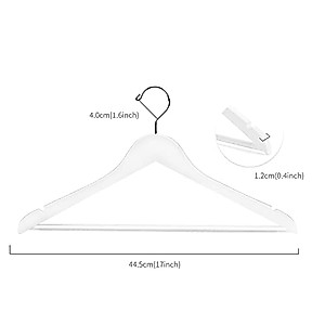 Nature Smile White Wooden Coat Hangers 16 Pack Premium Solid Wood Suit Clothes Hangers with Pants Bar