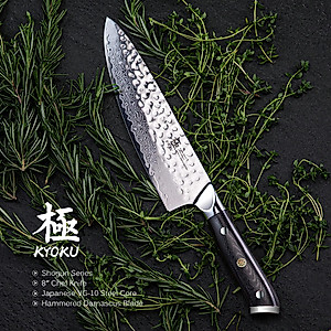 KYOKU 3.5" Paring Knife + 8'' Professional Chef Knife + 8'' Serrated Bread Knife - Shogun Series - Japanese VG10 Steel Core Forged Damascus Blade