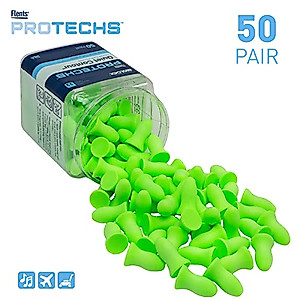 Flents Foam Ear Plugs, 50 Pair for Sleeping, Snoring, Loud Noise, Traveling, Concerts, Construction, & Studying, Contour to Ear, NRR 33, Clear, Made in the USA