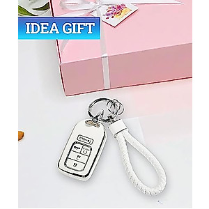 Zlirfy Smart Remote Key Fob Cover,Key Covers for Car Keys with Leather Keychain,Car Cover,Soft TPU Case Protection,Car Keychain Holder Most Model of Cars (for Honda a) 662QCYST002