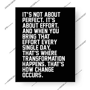 "It's Not About Perfect-It's About Effort"-Life Quotes Wall Art-8 x 10" Motivational Poster Print-Ready To Frame. Inspirational Home-Office-Classroom-Desk Decor. Perfect Sign to Inspire Effort!