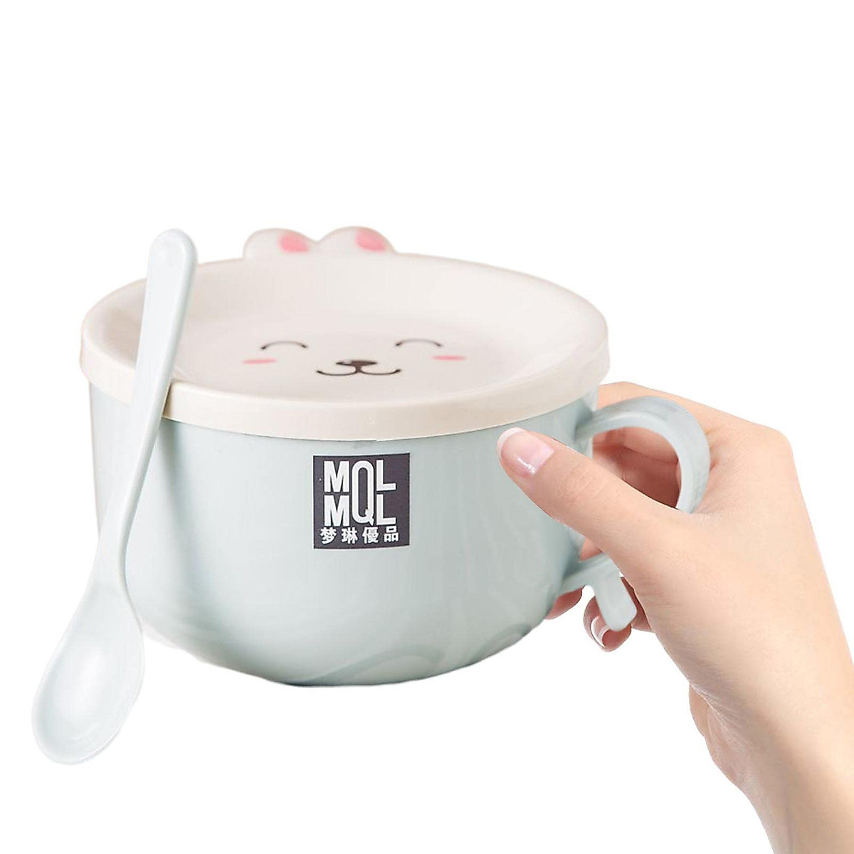 Noodle Bowl, Rabbit Stainless Steel Bowl Cartoon, Rabbit Bowl Double-layer Insulated Cutlery Large Capacity Pancake Omelette Shaper for Pho, Noodle, Udon Swan-us