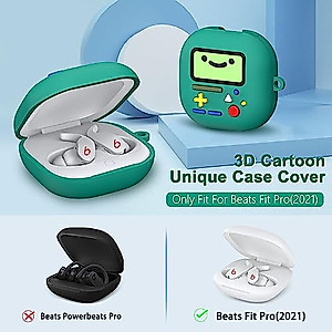 Cute Case for Beats Fit Pro 2021, Shock-Absorbing Protective Beats Fit Pro Case Cover Silicone Shell Compatible for Beats Fit Pro Charging Case with Carabiner (Green)