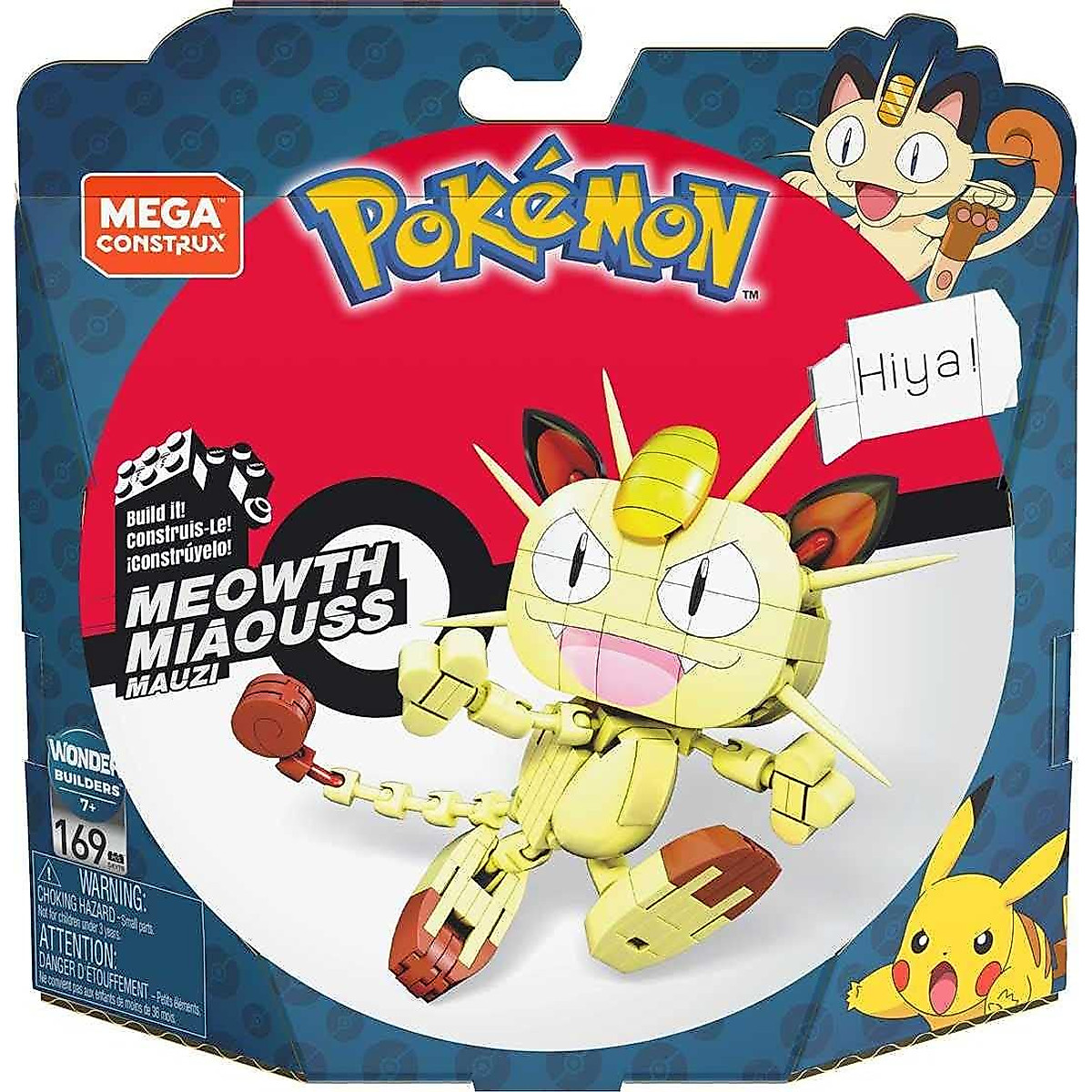Mega Construx Pokemon Meowth Construction Set with Character Figures, Building Toys for Kids (169 Pieces)