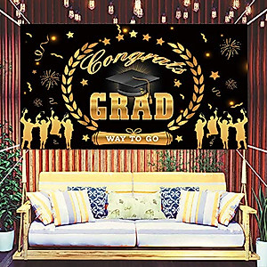 DmHirmg Graduation Backdrop Banner for Graduation Decorations Party Supplies, Graduation Background for Graduation Decor,Graduation Banner for Photo Backdrop Graduation Decoration(Black)