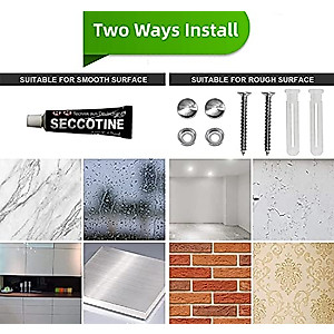 IELIO Pack Broom and Mop Holder Wall Mount with 4 Hooks 3 Racks, Organizer Mounted, Stainless Steel Storage, Heavy Duty Tools Hanger for Home, Kitchen, Garden, Garage, Laundry, Black and sliver, bh-2