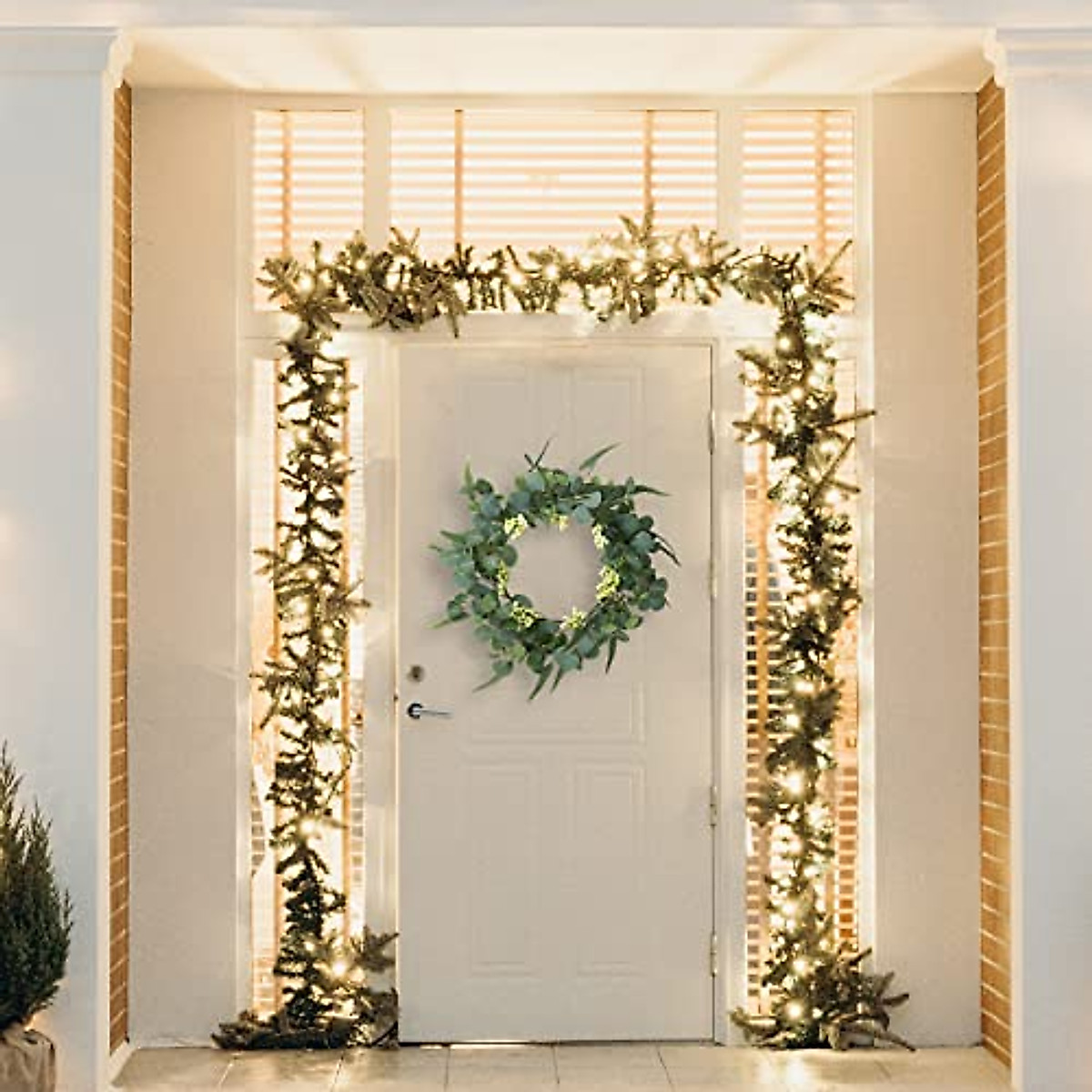 DiliComing Fall-Wreath Eucalyptus Front Door-Wreath - 20 Inch Year Round Artificial Door Wreath, All Season Wreath Clearance for Farmhouse, Wall and Window Decoration