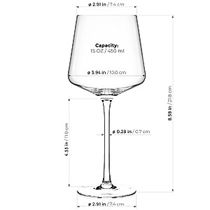 LUXBE - Crystal Wine Glasses, Set 6, 15.3 fl. oz - Small Red White Wine Glasses - 100% LeadFree Glass - 450 ml